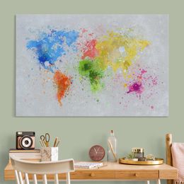 Akustikbild Bunte Farbspritzer Weltkarte