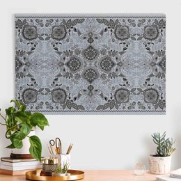 Bilderwelten Akustikbild Spirituell grau Orientalisch Schallschutzbild - Detailliertes Boho Muster in Grau - Paisley Wohnzimmer Schlafzimmer