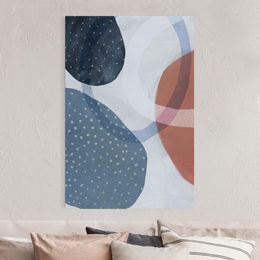 Bilderwelten Akustikbild originell blau Abstrakt Schallschutzbild - Orbit mit Punkten I - Wandbild Wohnzimmer Schlafzimmer