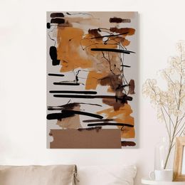 Bilderwelten Akustikbild braun Abstrakt Schallschutzbild - Warme Farbkomposition - Wandbild Wohnzimmer Schlafzimmer