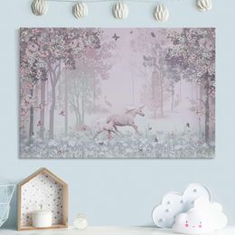 Akustikbild Einhorn auf Blumenwiese in Rosa