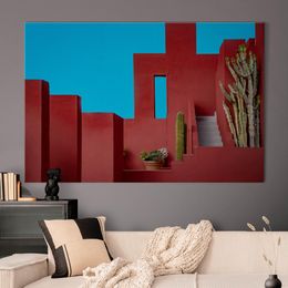Akustikbild Rote Architektur mit Kakteen