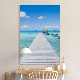 Bilderwelten Akustikbild Strand t&uuml;rkis Tropisch Schallschutzbild - Urlaub in den Tropen - Karibik Wohnzimmer Schlafzimmer