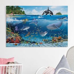 Bilderwelten Akustikbild Strand blau Illustration Schallschutzbild - Animal Club International - Unterwasserwelt mit Tieren - Unterwasser Kinderzimmer Baby