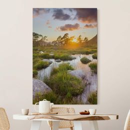 Bilderwelten Akustikbild Natur gr&uuml;n Motiv Schallschutzbild - Tverrdalsbekken in Norwegen - Norwegen Wohnzimmer Schlafzimmer