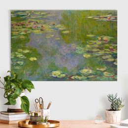 Bilderwelten Akustikbild Blumen gr&uuml;n Tropisch Schallschutzbild - Claude Monet - Gr&uuml;ne Seerosen - Pflanzen Wohnzimmer Schlafzimmer