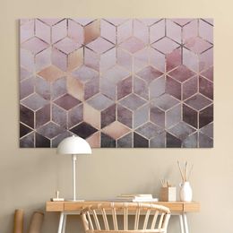 Akustikbild Rosa Grau goldene Geometrie