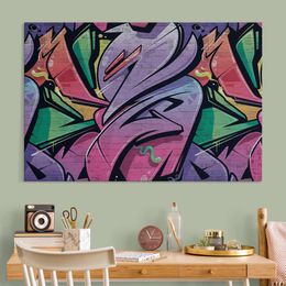 Akustikbild Bunte Graffiti Backsteinwand