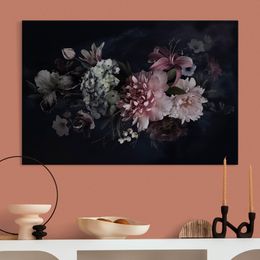 Akustikbild Blumen mit Nebel auf Schwarz