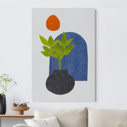 Bilderwelten Akustikbild originell weiss Illustration Schallschutzbild - Warmes Zuhause - Wandbild Wohnzimmer Schlafzimmer