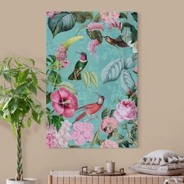 Akustikbild Vintage Collage - Kolibris im Paradies