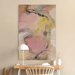 Bilderwelten Akustikbild originell beige Abstrakt Schallschutzbild - Pfingstrosen-Aroma II - Wandbild Wohnzimmer Schlafzimmer