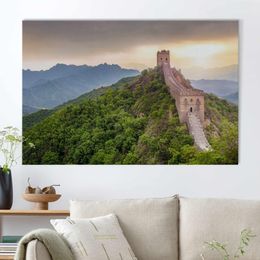 Bilderwelten Akustikbild Natur gr&uuml;n Motiv Schallschutzbild - Die unendliche Mauer von China - China Wohnzimmer Schlafzimmer