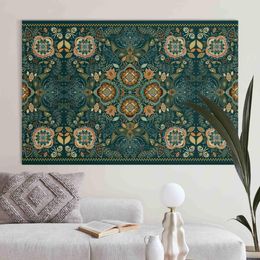 Bilderwelten Akustikbild Spirituell gr&uuml;n Orientalisch Schallschutzbild - Detailliertes Boho Muster in Gr&uuml;n - Paisley Wohnzimmer Schlafzimmer