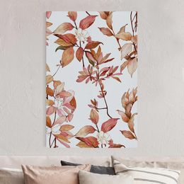 Bilderwelten Akustikbild rosa Illustration Aquarell - Romantisches Bl&uuml;tenaquarell Natur - Wandbild Wohnzimmer Schlafzimmer