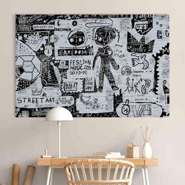 Bilderwelten Akustikbild Spr&uuml;che schwarz weiss Street Art Steinoptik - Abstract Graffiti Art Schwarz Wei&szlig; - Backstein Jugendzimmer