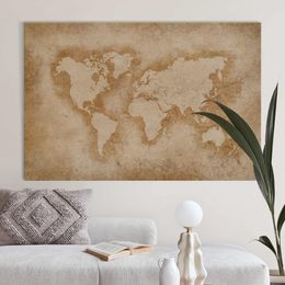 Bilderwelten Akustikbild Antike Weltkarte Vintage - Schallschutzbild XXL - B&uuml;ro Arbeitzimmer Schlafzimmer Wohnzimmer