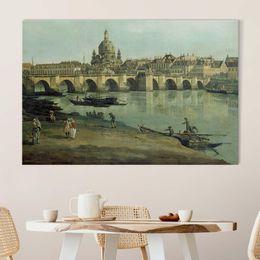Bilderwelten Akustikbild originell t&uuml;rkis modern Schallschutzbild - Bernardo Bellotto - Dresden vom rechten Elbufer - Wandbild Wohnzimmer Schlafzimmer
