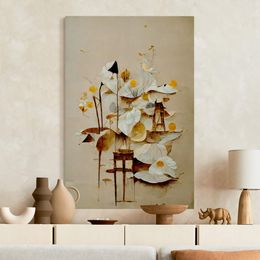Bilderwelten Akustikbild Blumen braun Abstrakt Schallschutzbild - Abstraktes Bouquet - Wandbild Wohnzimmer Schlafzimmer