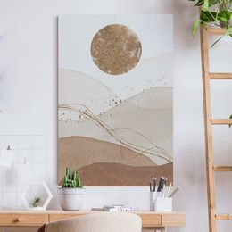 Bilderwelten Akustikbild gold Abstrakt Schallschutzbild - Aquarell Landschaft Sonnensturm - Wandbild Wohnzimmer Schlafzimmer