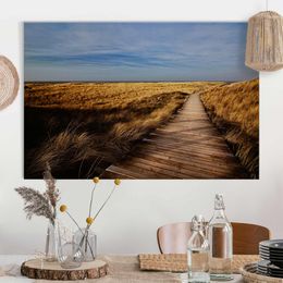 Bilderwelten Akustikbild Strand gelb Motiv Schallschutzbild - D&uuml;nenweg auf Sylt - Himmel Wohnzimmer Schlafzimmer