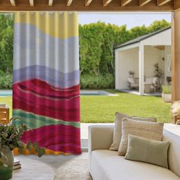 Outdoor Vorhang nach Ma&szlig; blickdicht - Sonnige Abstrakte Landschaft - bunt Natur Abstrakt mit &Ouml;sen Landschaft Balkon Pergola
