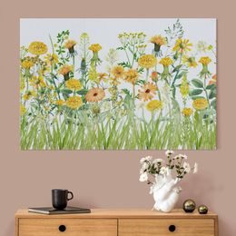 Akustikbild Aquarellierte Blumenwiese in Gelb
