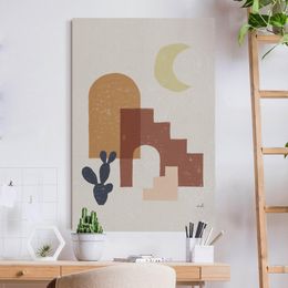 Bilderwelten Akustikbild originell beige Illustration Schallschutzbild - W&uuml;stenb&ouml;gen - Wandbild Wohnzimmer Schlafzimmer