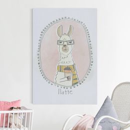 Bilderwelten Akustikbild Kulinarisch weiss Illustration Schallschutzbild - Koffeinhaltiges Lama - Getr&auml;nke Kinderzimmer Baby M&auml;dchen Jungen