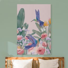 Akustikbild Kolibris und rosa Bl&uuml;ten