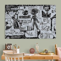Akustikbild Abstract Graffiti Art Schwarz Wei&szlig;