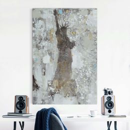 Bilderwelten Akustikbild originell beige Street Art Schallschutzbild - Die Freiheitsstatue in warmen Farben - New York Jugendzimmer