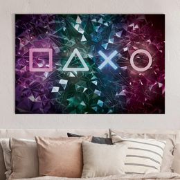 Bilderwelten Akustikbild bunt Neon Art Schallschutzbild - Controller Symbole in Kristallen - Symbole Jugendzimmer