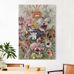 Bilderwelten Akustikbild Blumen bunt Vintage Schallschutzbild - Nymphe mit Orchideen - Orchidee Wohnzimmer Schlafzimmer