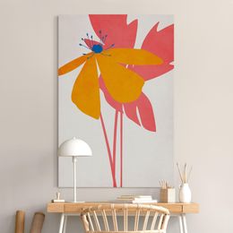 Bilderwelten Akustikbild Blumen rosa modern Schallschutzbild - Florale Sch&ouml;nheit Rosa und Orange - Wandbild Wohnzimmer Schlafzimmer