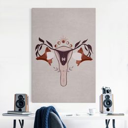 Bilderwelten Akustikbild Spirituell beige Abstrakt Schallschutzbild - Boho Uterus - Pflanzen Wohnzimmer Schlafzimmer