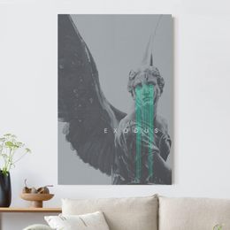 Bilderwelten Akustikbild originell schwarz weiss Fotomontage Schallschutzbild - Engel mit digitalen Tr&auml;nen - Wandbild Wohnzimmer Schlafzimmer