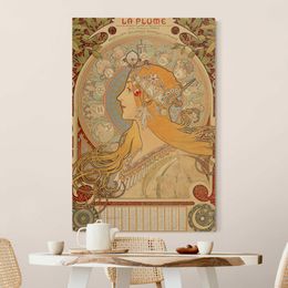 Bilderwelten Akustikbild originell gelb Vintage Schallschutzbild - Alfons Mucha - Sternkreiszeichen - Himmel Wohnzimmer Schlafzimmer