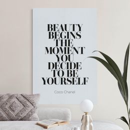 Bilderwelten Akustikbild Spr&uuml;che schwarz weiss modern Schallschutzbild - Be yourself Coco Chanel - Motivation Wohnzimmer Schlafzimmer