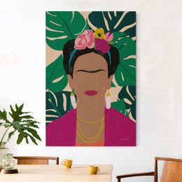 Bilderwelten Akustikbild Portrait bunt Tropisch Schallschutzbild - Frida tropische Collage - Wandbild Kinderzimmer Baby M&auml;dchen Jungen