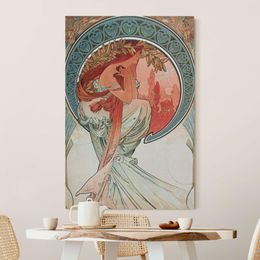 Bilderwelten Akustikbild originell weiss Vintage Schallschutzbild - Alfons Mucha - Vier K&uuml;nste - Die Poesie - Retro Wohnzimmer Schlafzimmer
