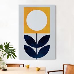 Bilderwelten Akustikbild Blumen blau Abstrakt Schallschutzbild - Blumen Sonne - Wandbild Wohnzimmer Schlafzimmer