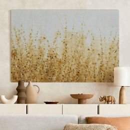 Bilderwelten Akustikbild Blumen beige Tropisch Schallschutzbild - Bl&auml;tterfeld im Sommer - Blumenwiese Wohnzimmer Schlafzimmer