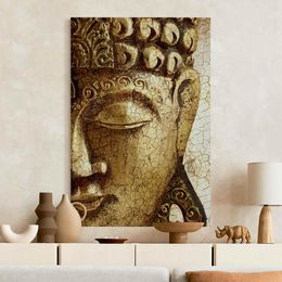 Bilderwelten Akustikbild Spirituell gold Vintage Schallschutzbild - Vintage Buddha - Retro Wohnzimmer Schlafzimmer