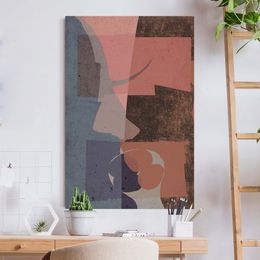 Bilderwelten Akustikbild originell rot Abstrakt Schallschutzbild - Felder in blau und rot - Wandbild Wohnzimmer Schlafzimmer