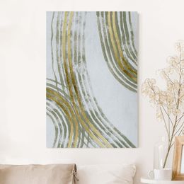 Bilderwelten Akustikbild originell weiss Abstrakt Schallschutzbild - Ausgehende Wellen Gold II - Wandbild Wohnzimmer Schlafzimmer