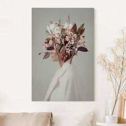 Bilderwelten Akustikbild Blumen beige modern Schallschutzbild - Blumen Portr&auml;t - wei&szlig;e Magnolien - Wandbild Wohnzimmer Schlafzimmer