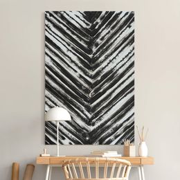 Bilderwelten Akustikbild originell schwarz weiss modern Schallschutzbild - Lamellen Schwarz Wei&szlig; - Wandbild Wohnzimmer Schlafzimmer