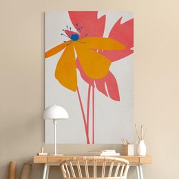 Akustikbild Florale Sch&ouml;nheit Rosa und Orange