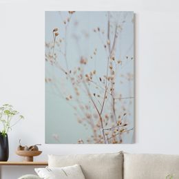 Bilderwelten Akustikbild beige Tropisch Schallschutzbild - Pastellknospen am Wildblumenzweig - Gr&auml;ser Wohnzimmer Schlafzimmer